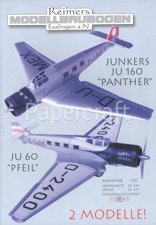 Papírový model - Junkers Ju 60 a Ju 160 (S125) | Papercraft.cz