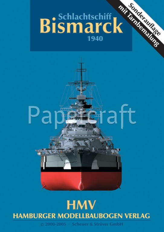 Papírový model - Bitevní loď Bismarck s kamufláží (3964) | Papercraft.cz